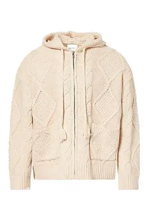 FOUND Zip-up Cable Knit Hoody - Cream