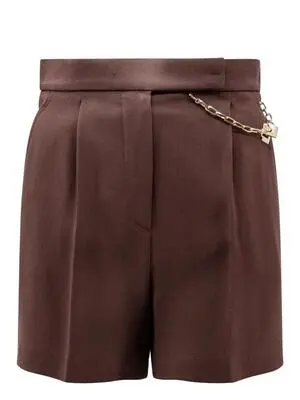 Elisabetta Franchi Stretch Viscose Shorts With Gold Metal Detail - Brown