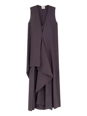 ALYSI Sleeveless V-neck Asymmetrical Maxi Dress - Grey