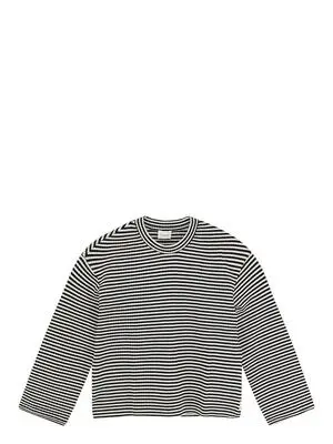 Closed Striped Cotton Crew Neck Sweater - Black