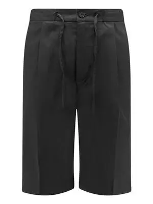 HEVO Torre Lapillo Cotton Pleated Shorts - Black