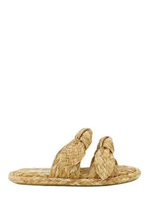 Zimmermann Raffia Slides With Bow Detailing - Beige