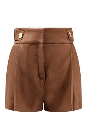 Elisabetta Franchi Daily Linen And Viscose Shorts - Brown