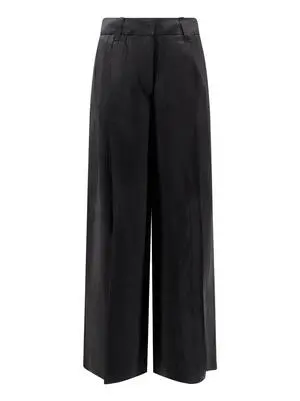 TONYWACK Airy Rayon Wide Leg Trousers - Black
