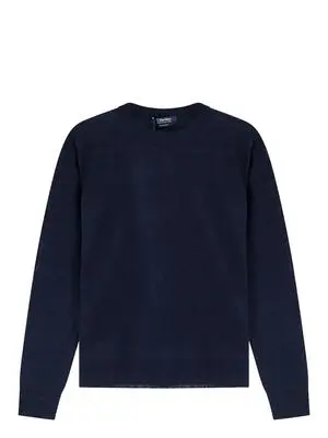 Max Mara Crew Neck Long Sleeve Linen Sweater - Blue