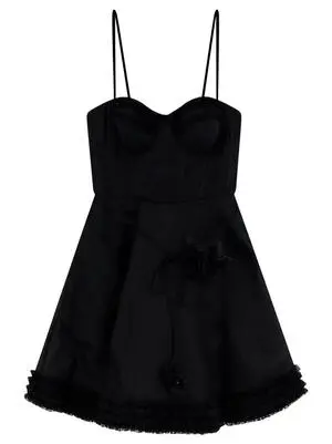 Zimmermann Luna Linen And Silk Blend Mini Dress - Black