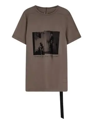 Rick Owens Cotton Tshirt With Level Print On The Front - Grey