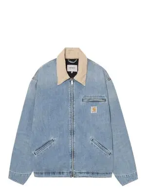 Carhartt Work In Progress Detroit Denim Jacket With Corduroy Collar - Blue