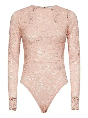 SELF-PORTRAIT Beige Floral Lace Bodysuit - Multicolor