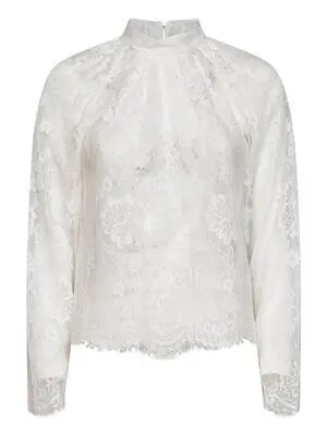 SELF-PORTRAIT Long Sleeve Lace Blouse - Multicolor