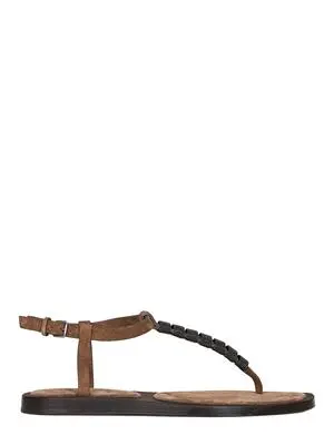 Brunello Cucinelli Suede Thong Sandals With Monili Embellishment - Multicolor