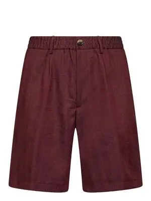 Brunello Cucinelli Chevron Linen And Virgin Wool Bermuda Shorts - Multicolor