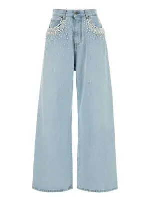 Giuseppe Di Morabito Wide Leg Denim Jeans With Embellishments - Blue