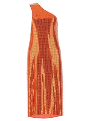 Bottega Veneta Embellished Viscose Dress - Orange