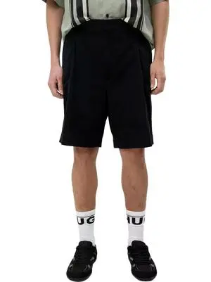 Hugo Seersucker Textured Pleated Shorts - Black