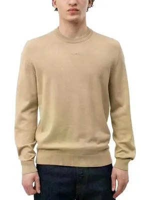 Hugo Logo Plaque Crew-neck Sweater - Neutrals