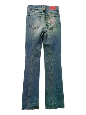 Alessandra Rich Flared Crystal-embellished Jeans - Blue