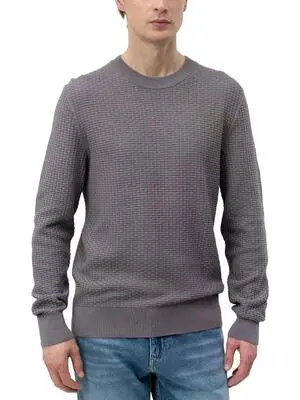 BOSS Basket-weave V-neck Sweater - Grey