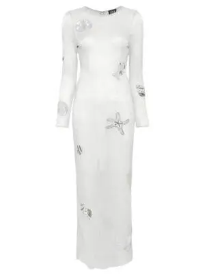 LESLIE AMON Sequin-embellished Maxi Dress - Silver