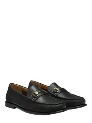 BOSS Grained-leather Boat Shoes With Bit Detail - Black