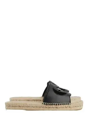 Gucci Interlocking G Espadrille Slides - Black