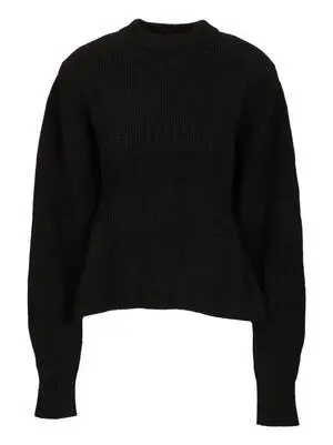 ROTATE BY BIRGER CHRISTENSEN Peplum Hem Ribbed Sweater - Black