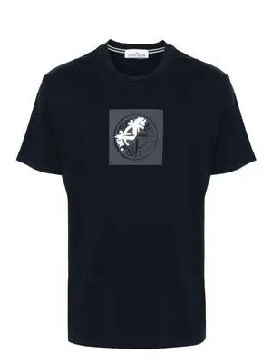 Stone Island Logo Printed Crewneck T-shirt - Blue