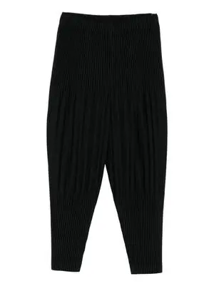 Issey Miyake Homme Plissé Pleated Cropped Trousers - Black