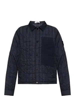 Stone Island Quilted Jacket With Removable Logo Patch - Blue