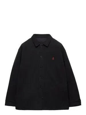 Prada Cotton Jacket With Embroidered Logo - Black