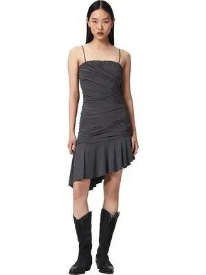 ALLSAINTS Sophia Asymmetric Mini Dress - Grey