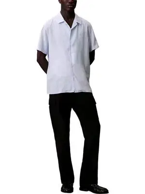 Calvin Klein Short-sleeve Camp-collar Shirt - Blue
