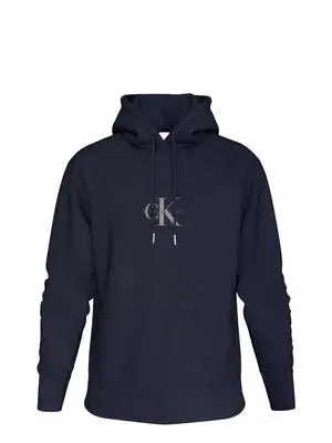 Calvin Klein Logo Print Drawstring Hoodie - Blue