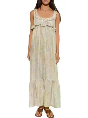 Chloé Floral-print Ruffled Maxi Dress - Neutrals