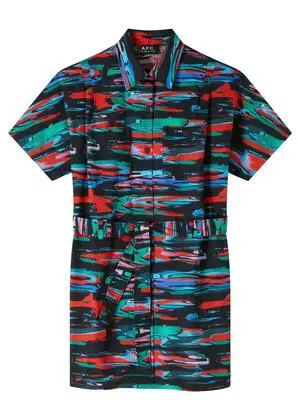 A.p.c. Suzanne Dress With Abstract Print And Belt - Multicoloured