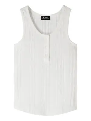 A.p.c. Ribbed Cotton Tank Top - Ecru