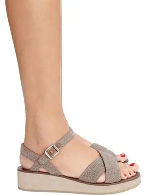 A.p.c. Criss-cross Wedge Sandals With Buckled Ankle Strap - Coffee