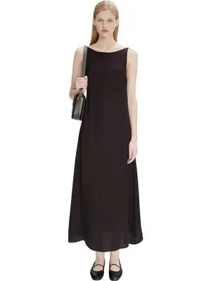 A.p.c. Flowing Satiny Maxi Dress With Spaghetti Straps - Black