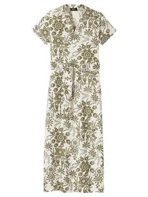 A.p.c. Annelie Maxi Dress With Original Print - Khaki