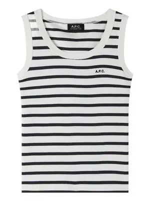 A.p.c. Léonie Striped Fitted Tank Top - Ecru