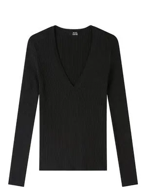 A.p.c. Camille V-neck Sweater - Black