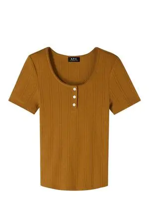 A.p.c. Embroidered Neckline T-shirt - Camel