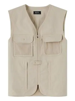 A.p.c. Sleeveless Vest With Multiple Pockets - Beige
