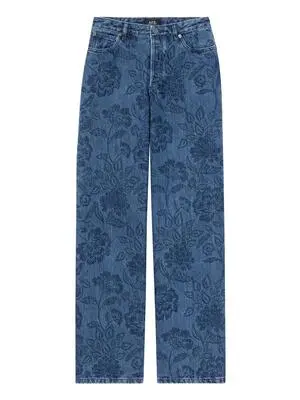 A.p.c. Elisabeth Straight Leg Jeans With Floral Print - Indigo