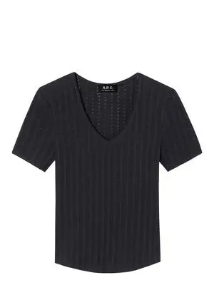 A.P.C. A.P.C. Livia V-Neck T-Shirt With Embroidered Details