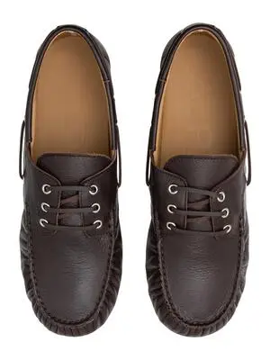 A.p.c. Leather Boat Shoes - Chestnut Brown