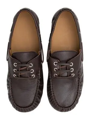 A.p.c. Leather Boat Shoes With Lace-up Detail - Chestnut Brown