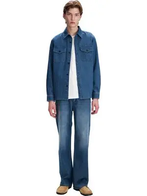 A.p.c. Faded Denim Overshirt With Pockets - Blue