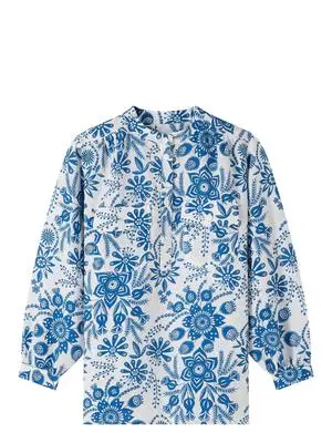 A.p.c. Printed Mandarin Collar Blouse - Blue