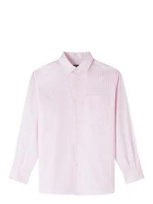 A.p.c. Striped Shirt With Embroidered Logo - Pink
